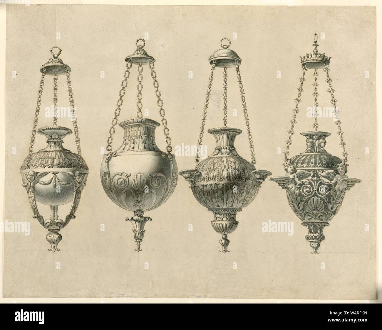 Drawing, Four Incenseures, ca. 1820 Stock Photo - Alamy
