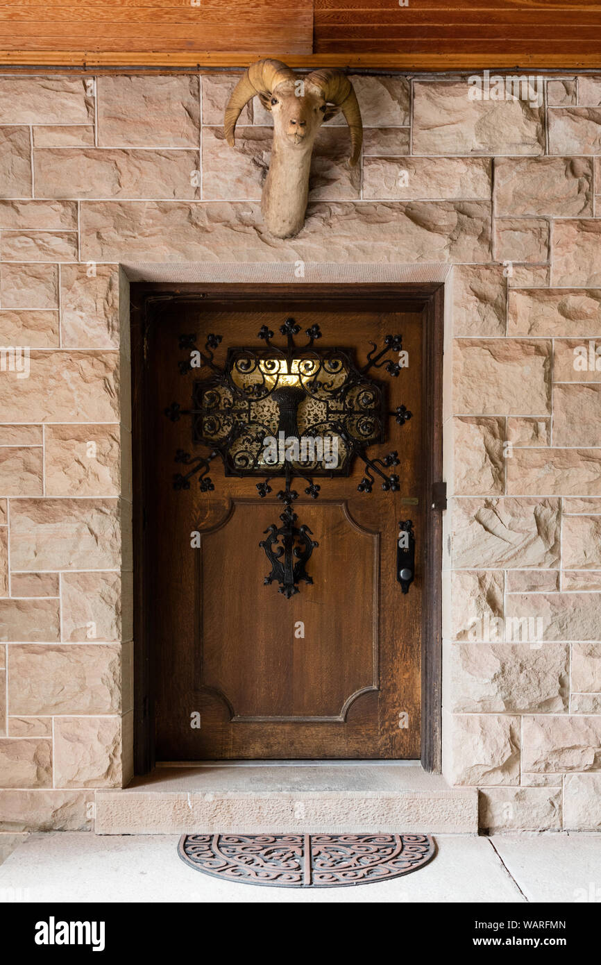 Doorway to Redstone Castle, also known as Cleveholm Castle, built in ...