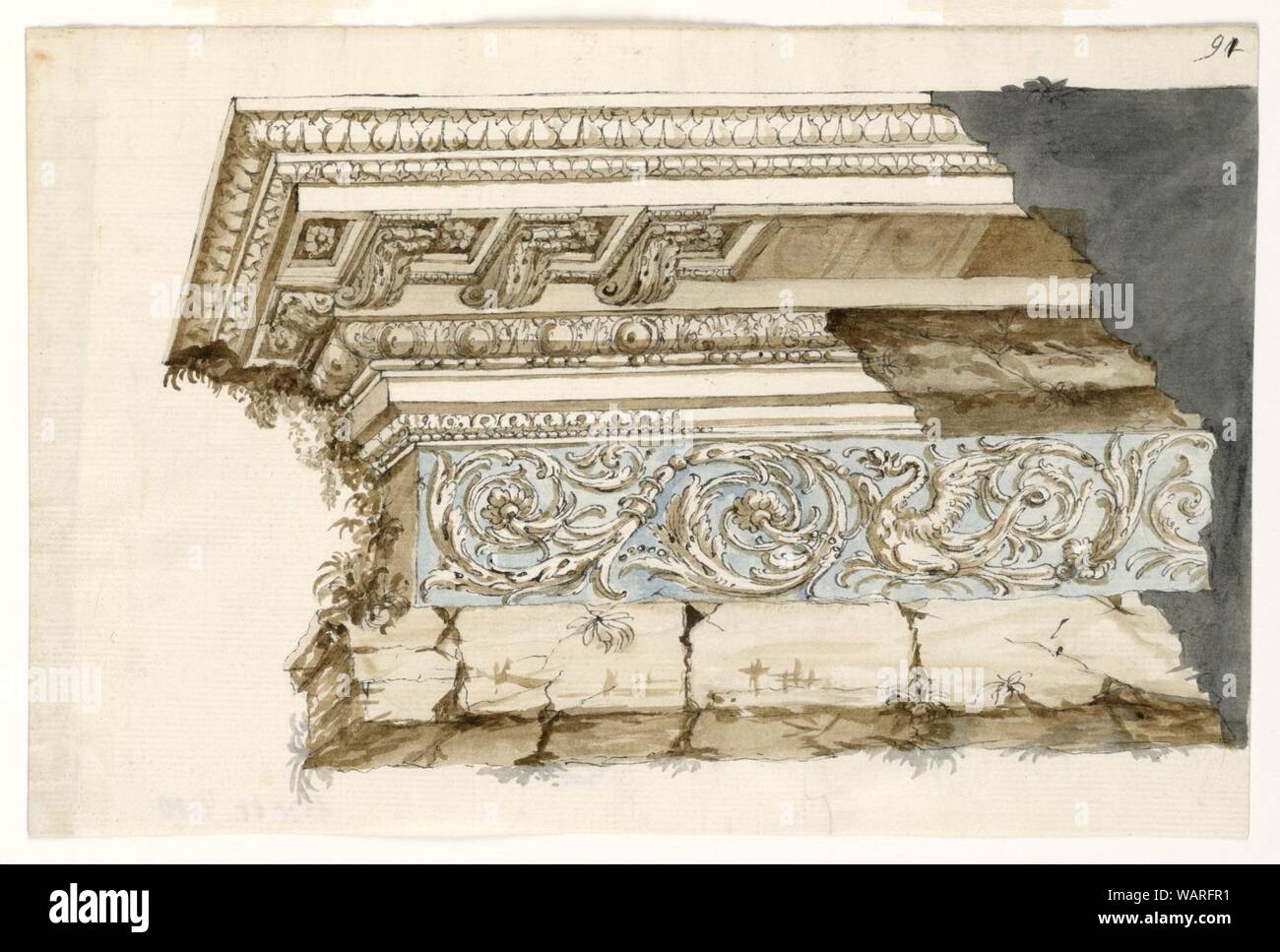 Drawing, Fragment of Entablature in the Classical Style, ca. 1770–90 ...