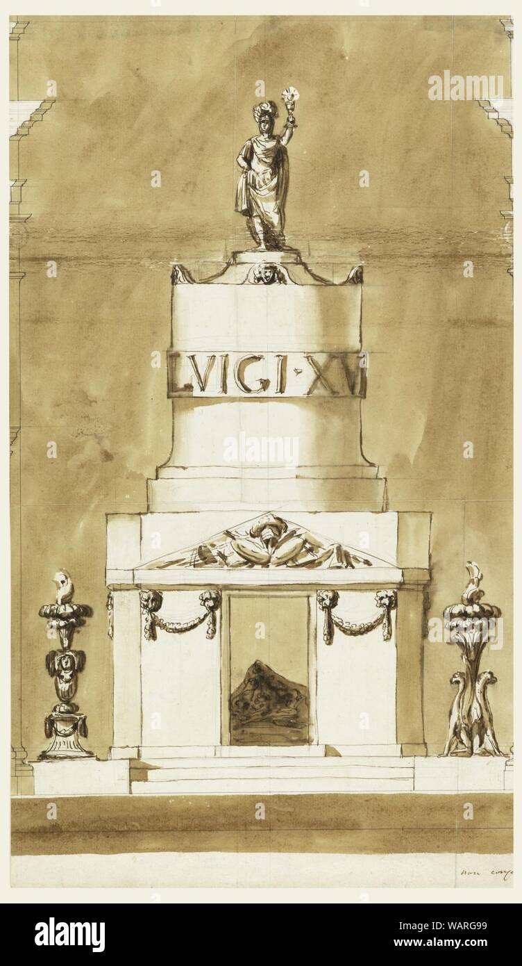 Drawing, Funeral Decorations for King Louis XVI of France, 18th century ...