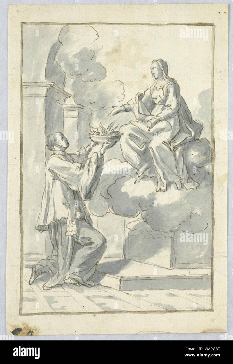 Drawing, Genuflecting Priest, 17th–19th century Stock Photo - Alamy