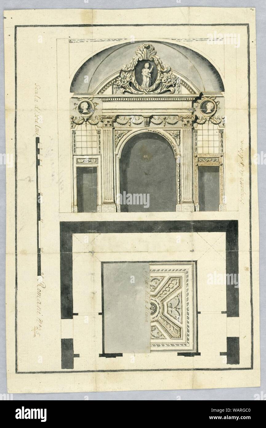 Drawing, Gate and Ceiling Piece, 18th century Stock Photo - Alamy