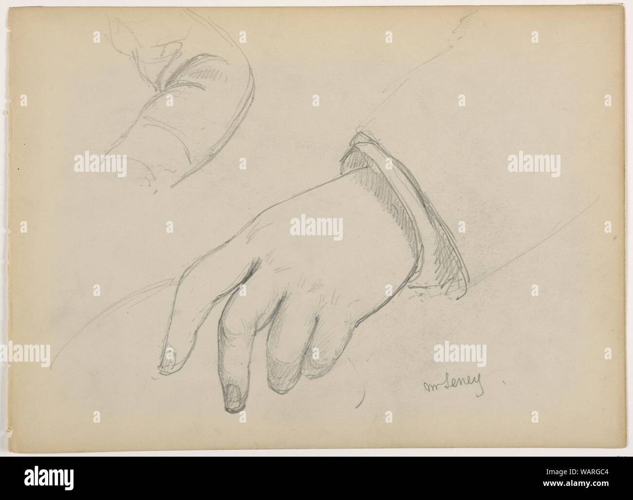 Drawing, George D. Seney, Hand and Arm study; Verso- Left Foot, 1881 ...