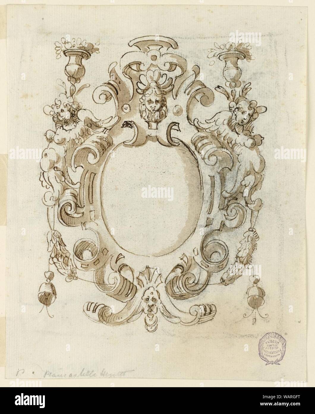 Drawing, Grotesque Design; verso- a Landscape, early 17th century Stock ...