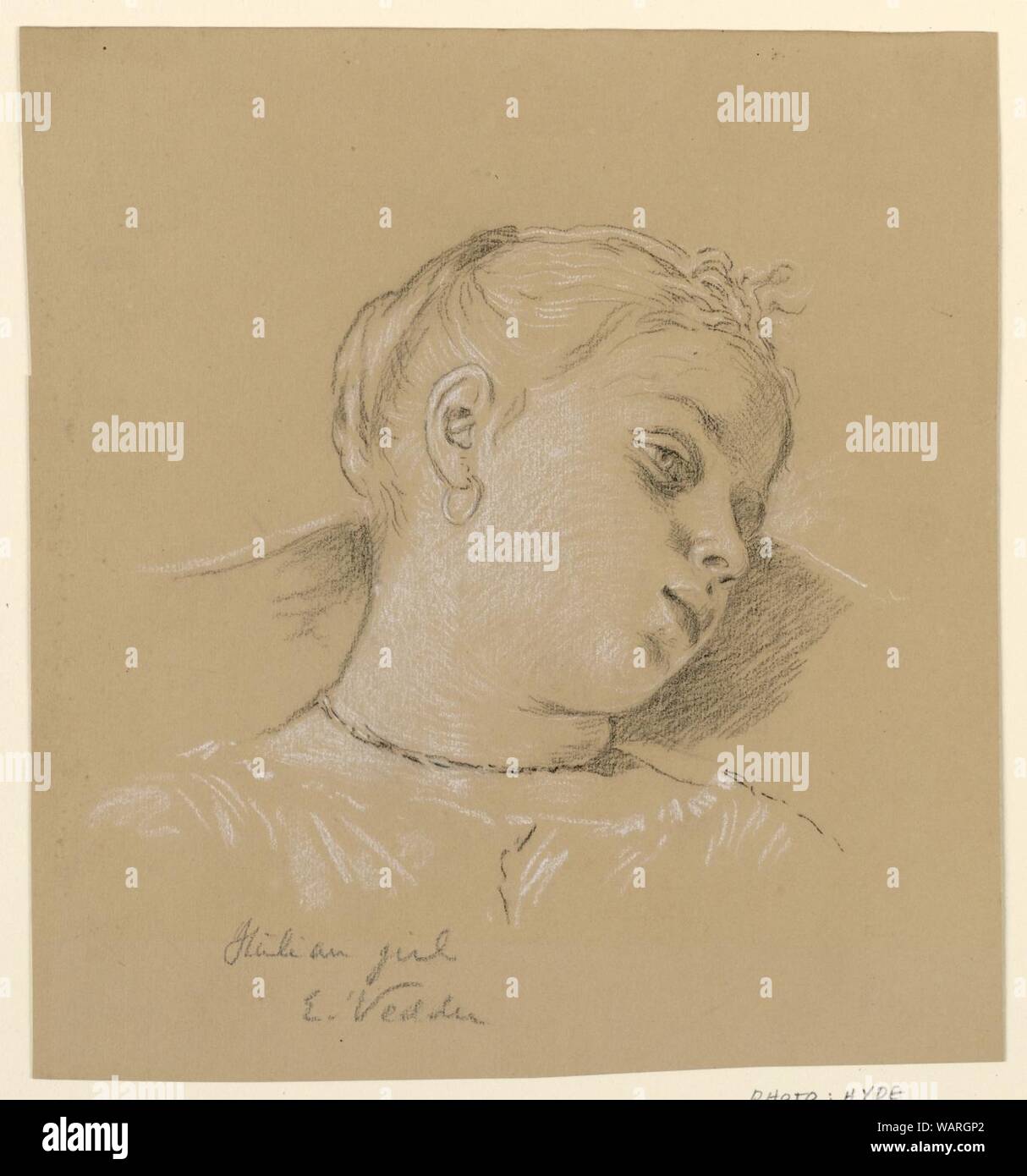 Drawing, Head of an Italian girl, ca. 1885 Stock Photo - Alamy