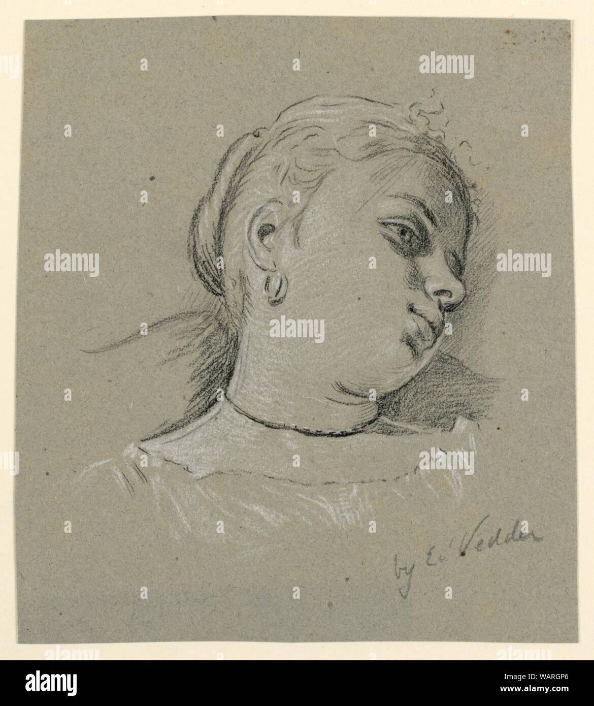 Drawing, Head of an Italian girl, ca. 1885 Stock Photo - Alamy