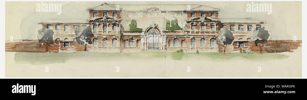 Drawing, Hearst School for Girls- The Elevation of the Main Building ...