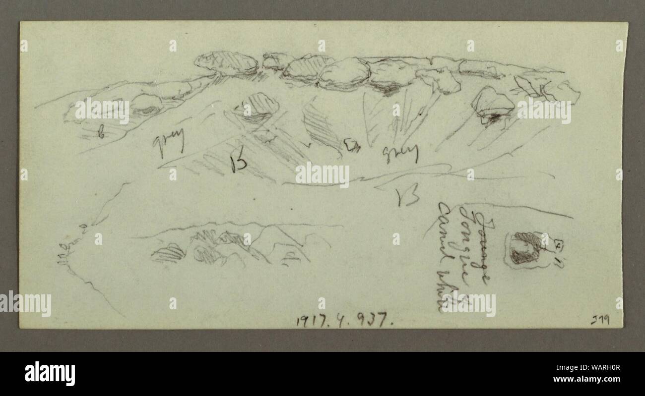 Drawing, Hilltops with Boulders, possibly 1868 Stock Photo - Alamy