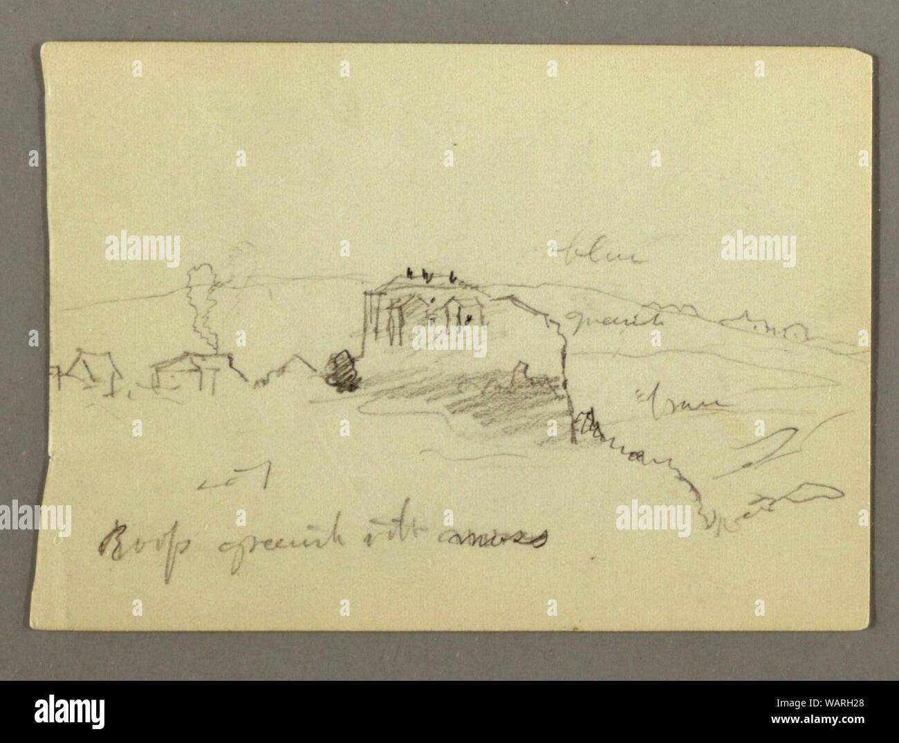 Drawing, Houses on Hilltop, possibly 1868–69 Stock Photo - Alamy