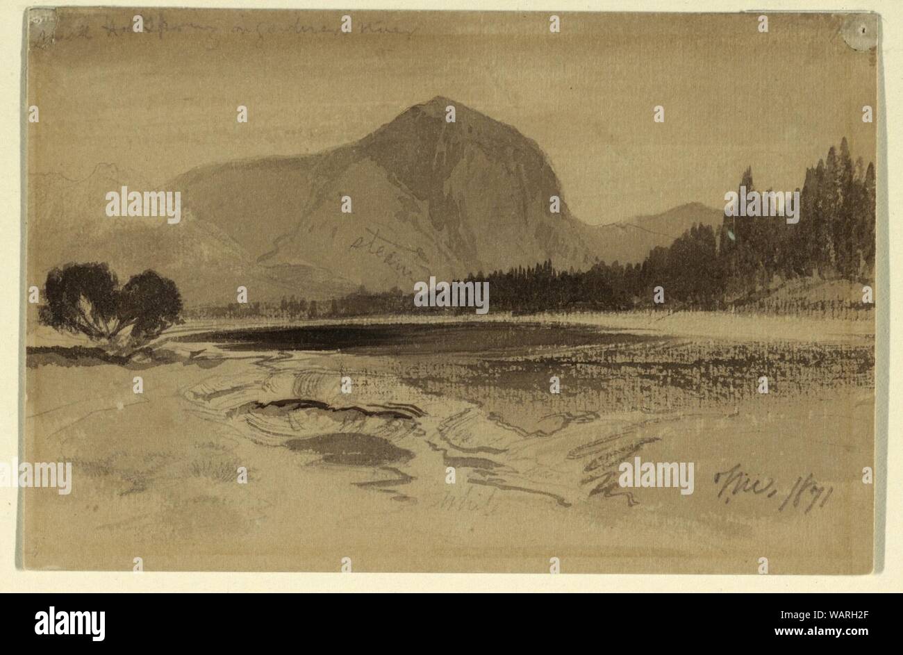 Drawing, Hot Spring on Gardener's River, 1871 Stock Photo - Alamy
