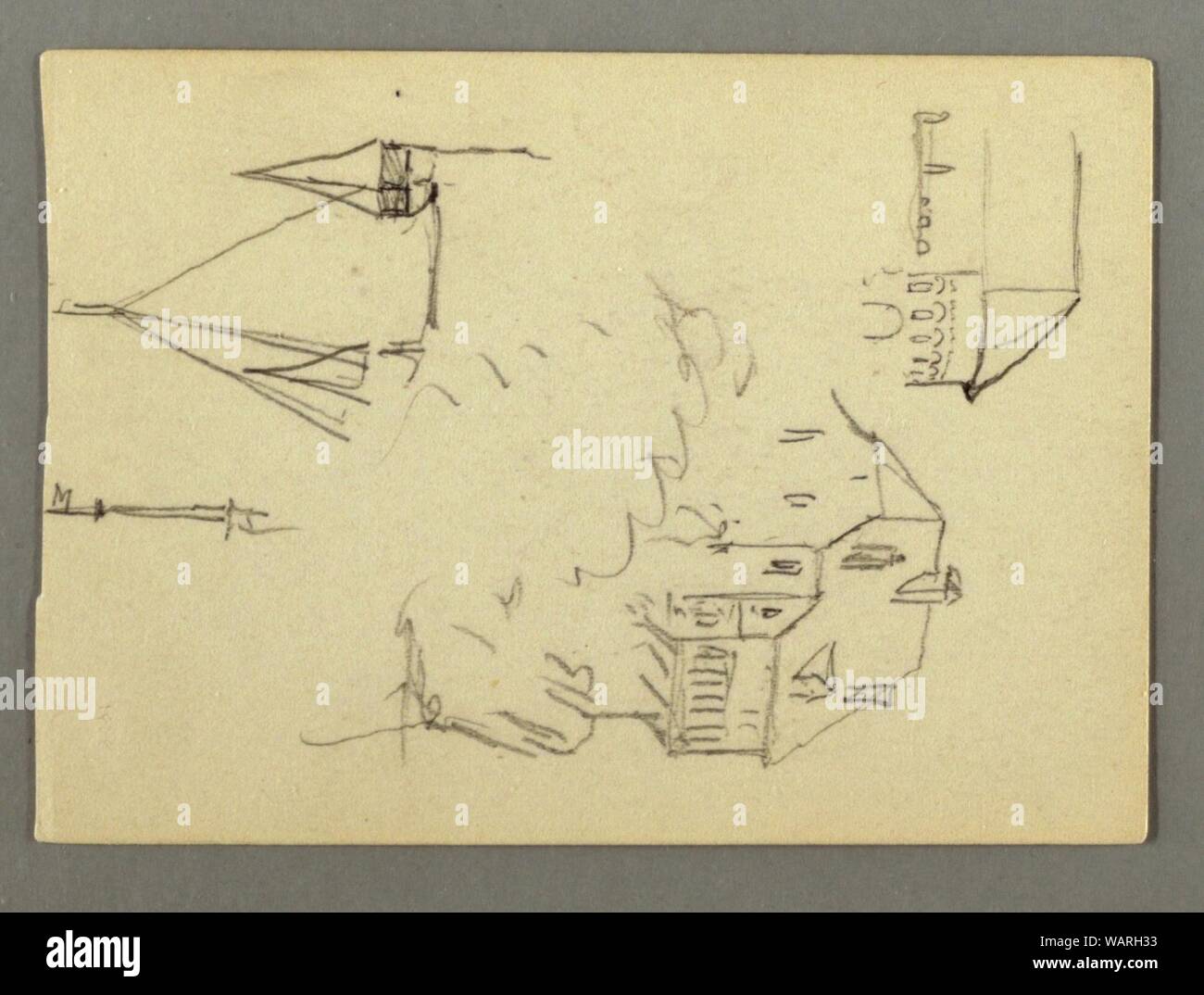 Drawing, House over Cliff, Towers, possibly 1868 Stock Photo - Alamy