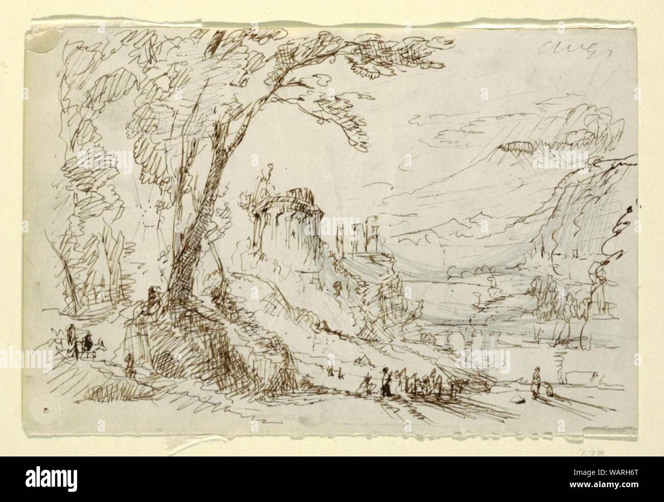Drawing, Imaginary Landscape with Classical Ruins, ca. 1845 Stock Photo ...