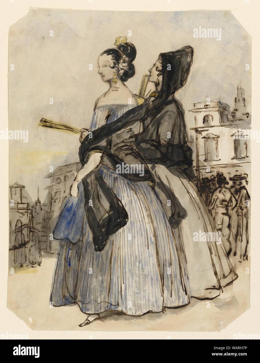 Drawing, In a Spanish Town, 1847–56 Stock Photo - Alamy
