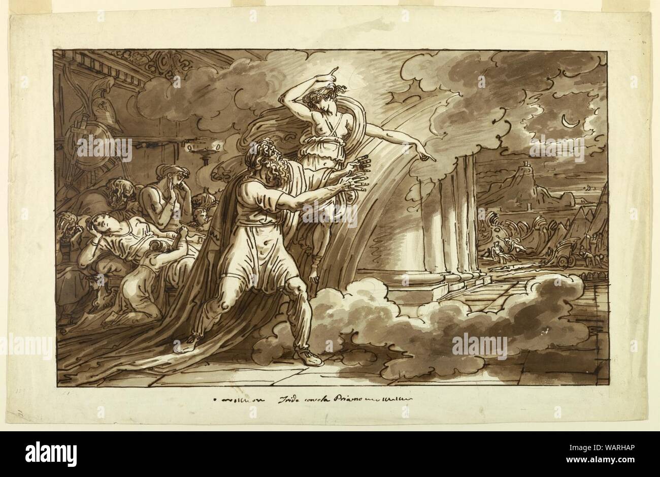 Drawing, Iris Encourages Priam to Beg the Body of Hector from Achilles ...