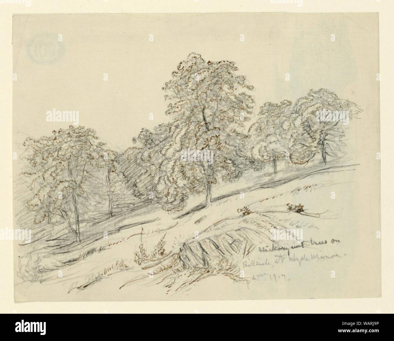 Drawing, Landscape Sketches, Hyde Manor, Vermont, July 23, 1917 Stock ...