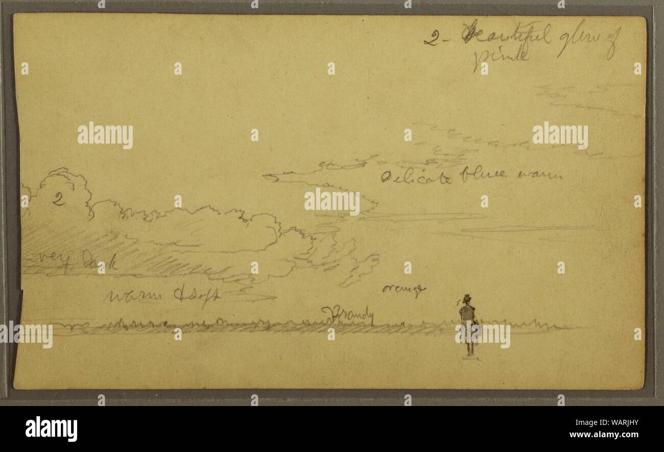 Drawing, Landscape with figure, 1857 Stock Photo - Alamy