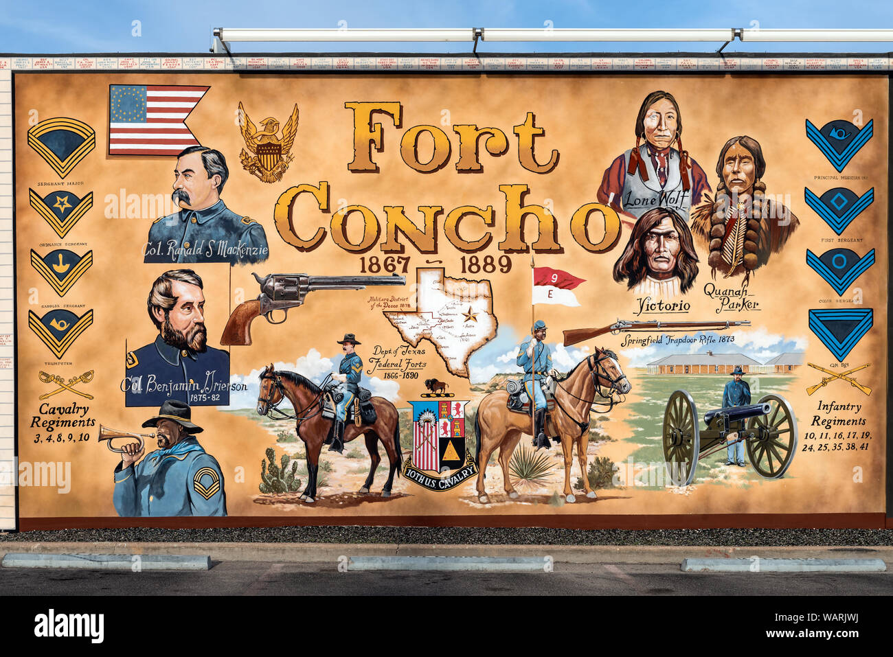 Downtown mural celebrating old Fort Concho in San Angelo, the seat of ...