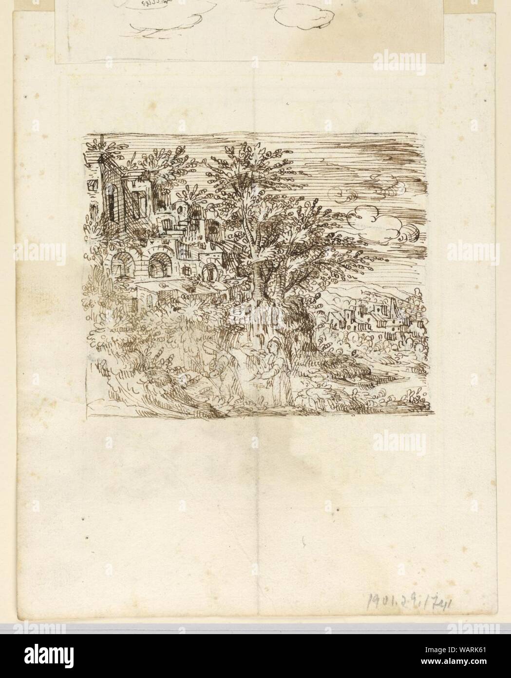 Drawing, Landscape; verso- Grotesque Design, early 17th century Stock ...
