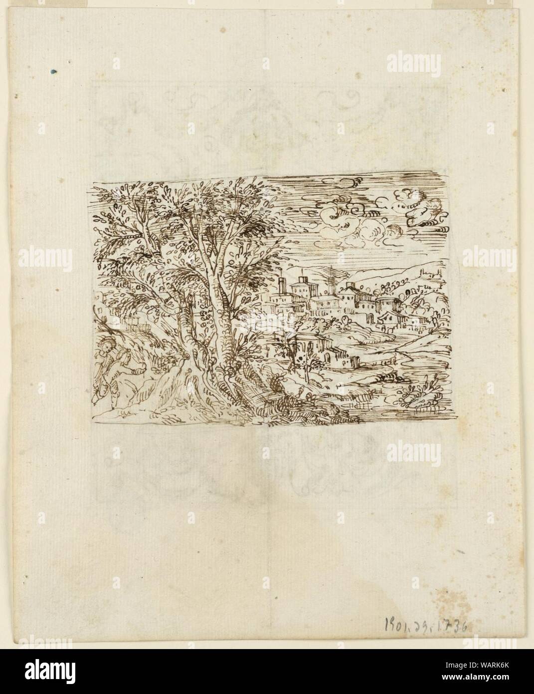 Drawing, Landscape; verso- Grotesque Design, early 17th century Stock ...