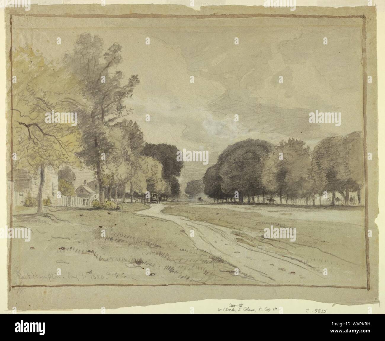 Drawing, Main Street, East Hampton, Long Island, August 11, 1880 Stock ...