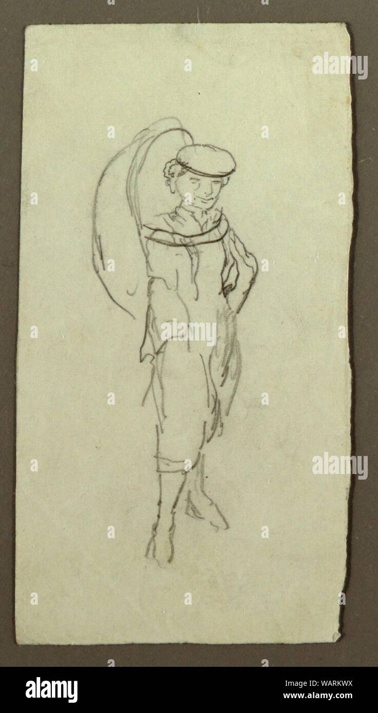 Drawing, Man carrying a basket, ca. 1890 Stock Photo - Alamy