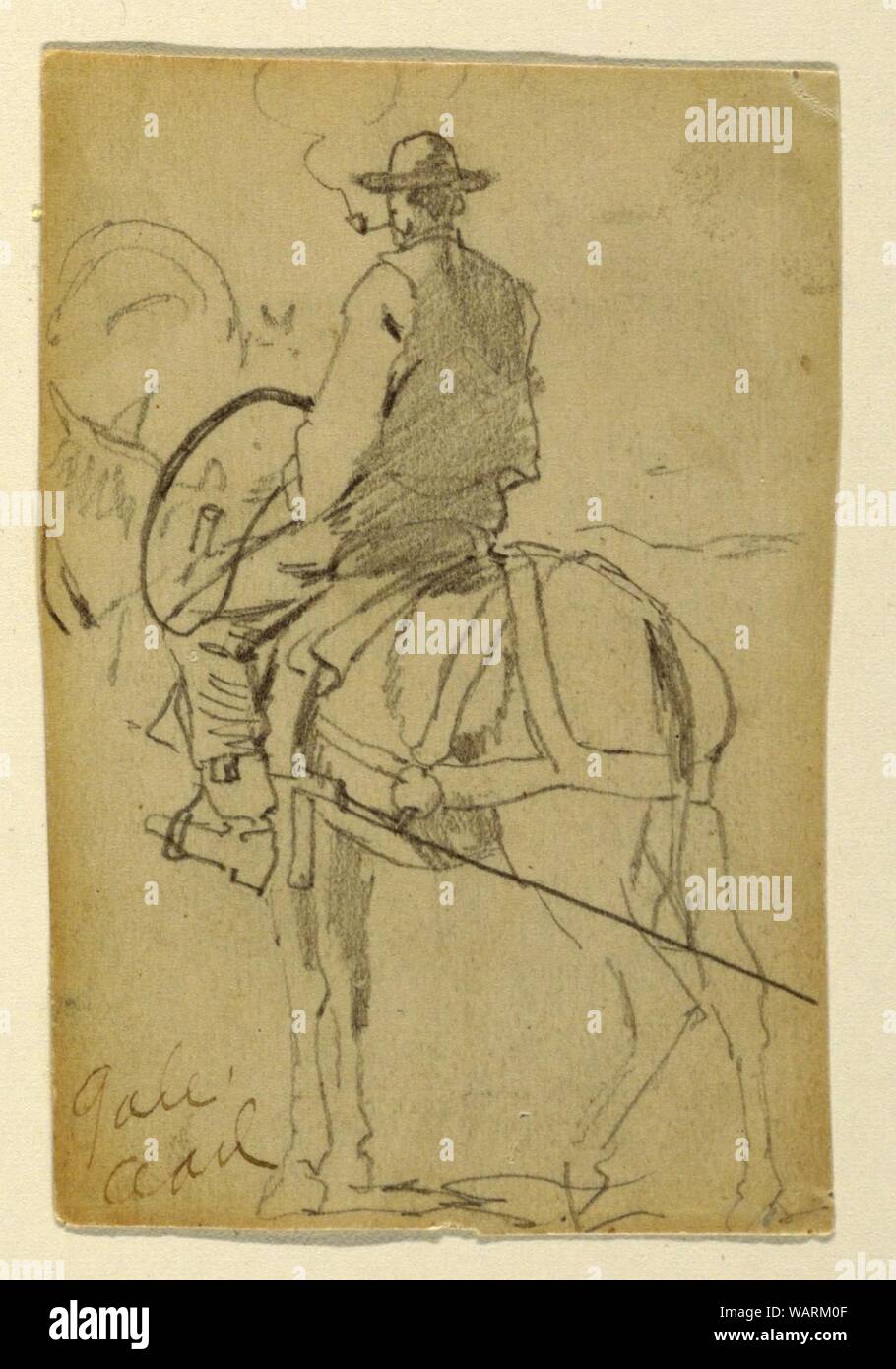 Drawing, Man Riding a Horse, 1862 Stock Photo - Alamy