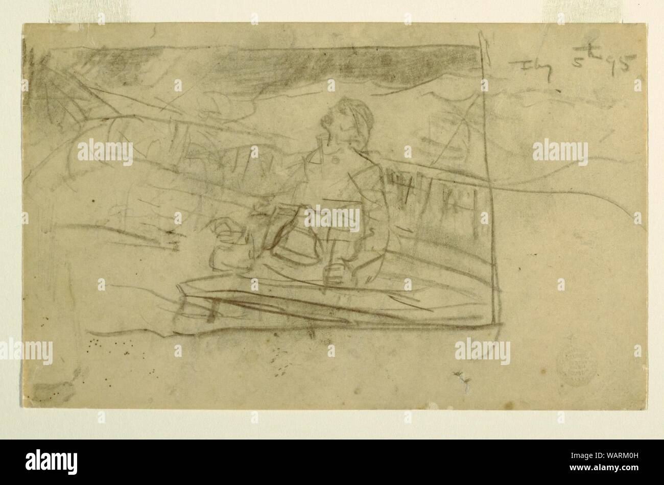 Drawing, Man on Deck with Ship's Bell, February 5, 1895 Stock Photo - Alamy