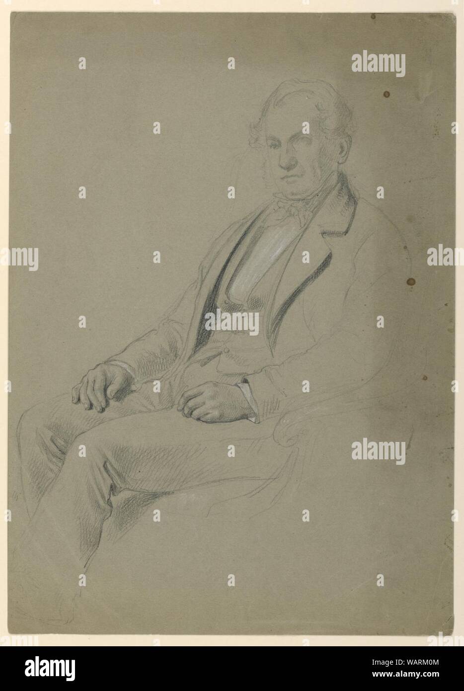 Drawing, Man Seated, 1860 Stock Photo - Alamy