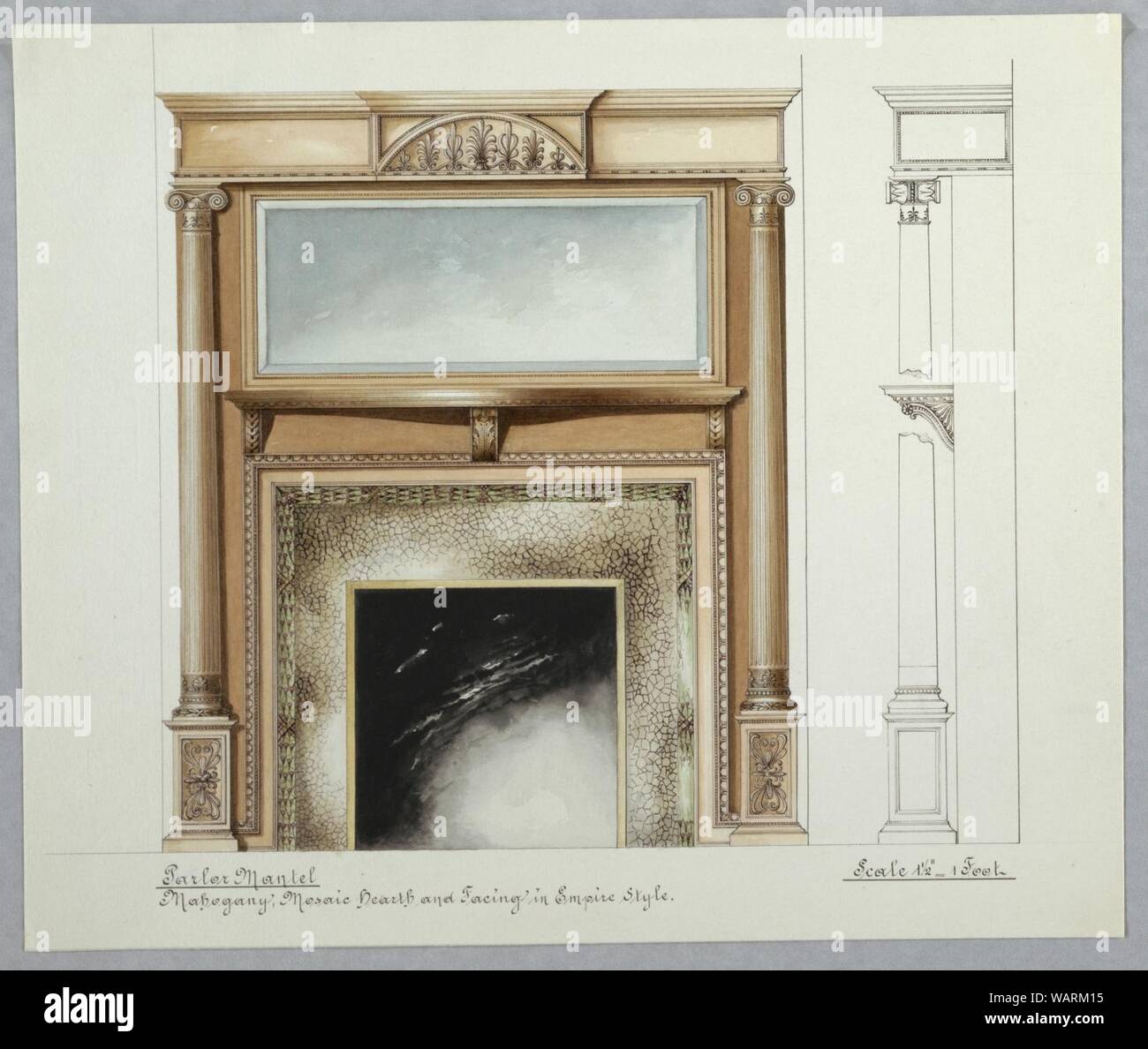 Drawing, Mantlepiece design, 19th century Stock Photo - Alamy
