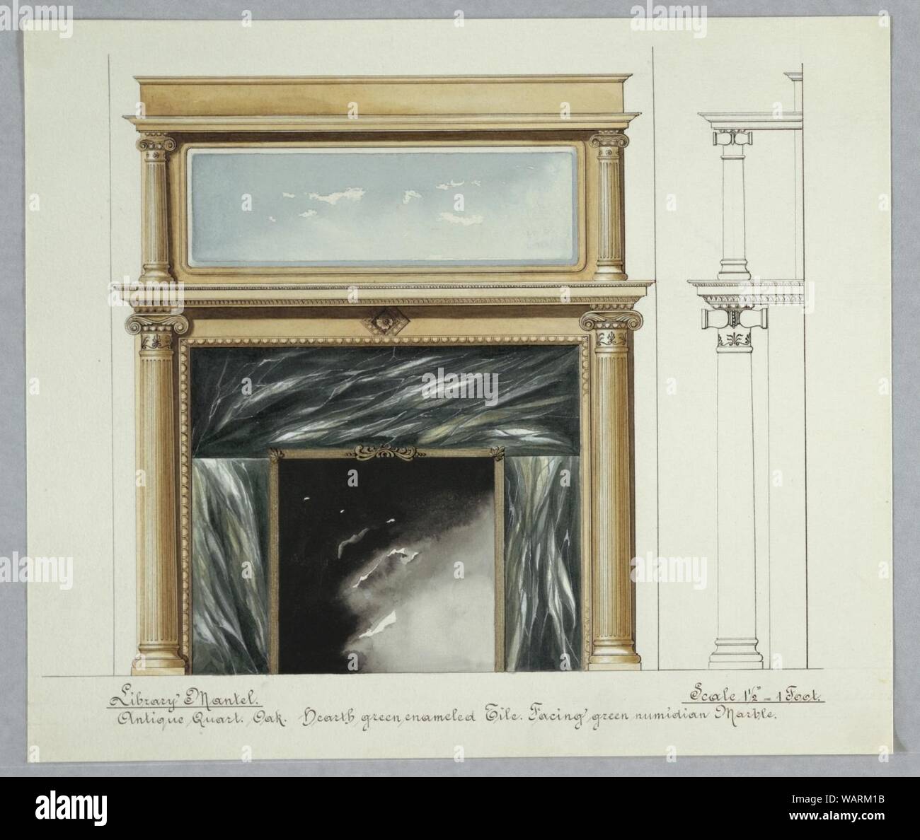 Drawing, Mantlepiece design, 19th century Stock Photo - Alamy