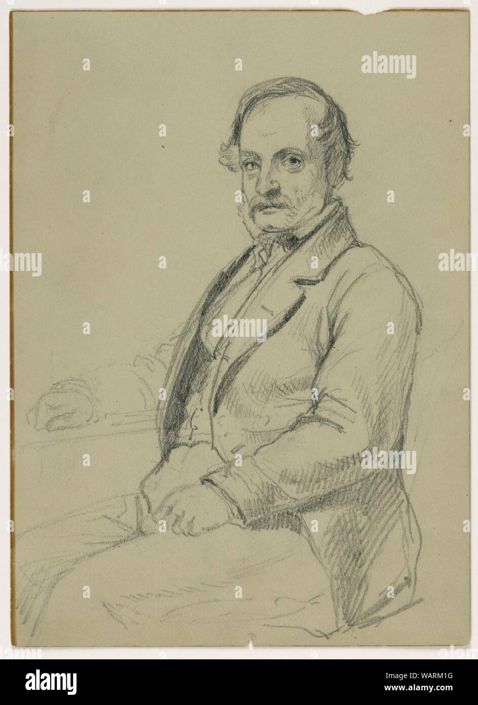 Drawing, Man Seated, ca. 1860 Stock Photo - Alamy