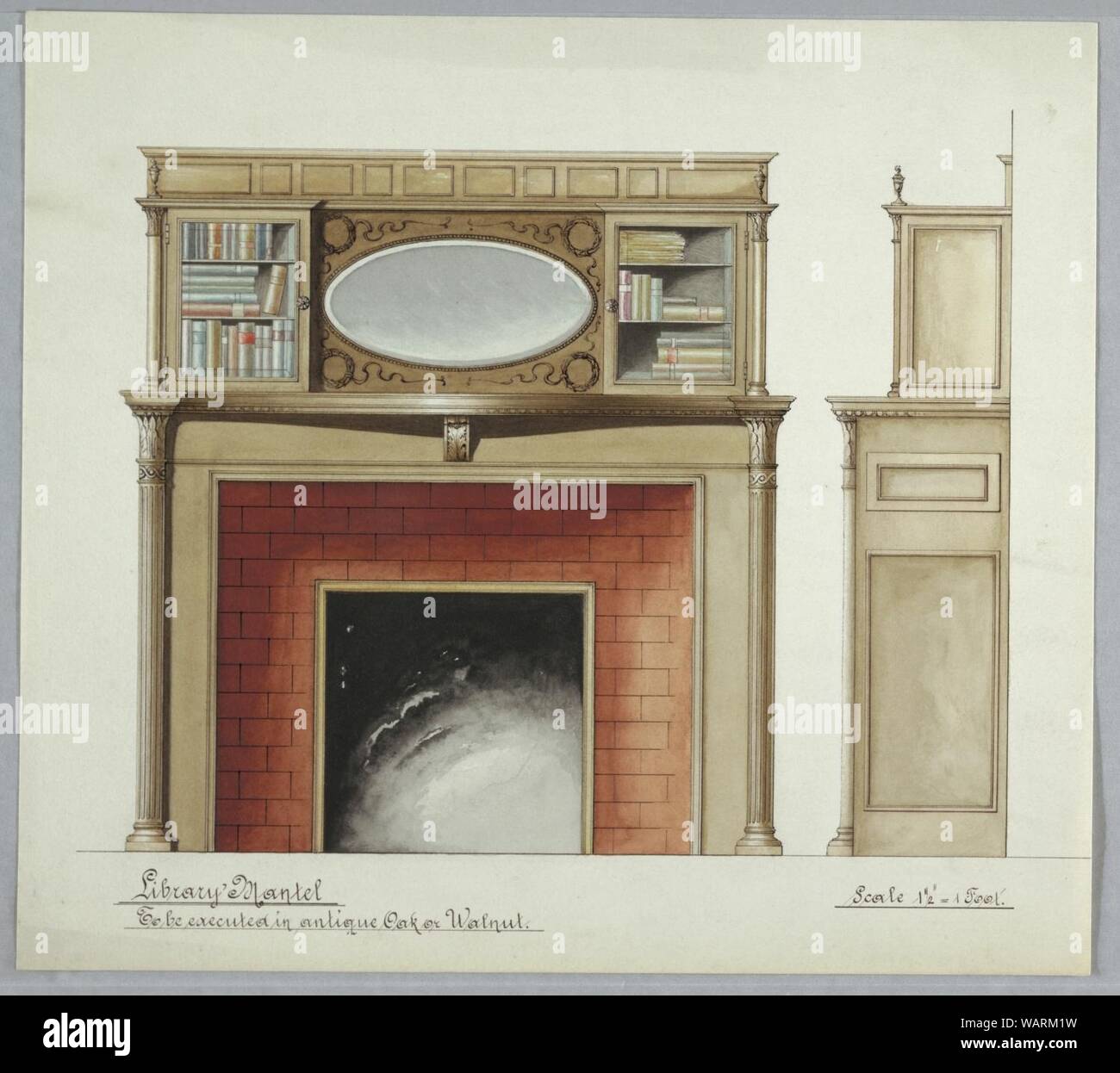 Drawing, Mantlepiece design, 19th century Stock Photo - Alamy