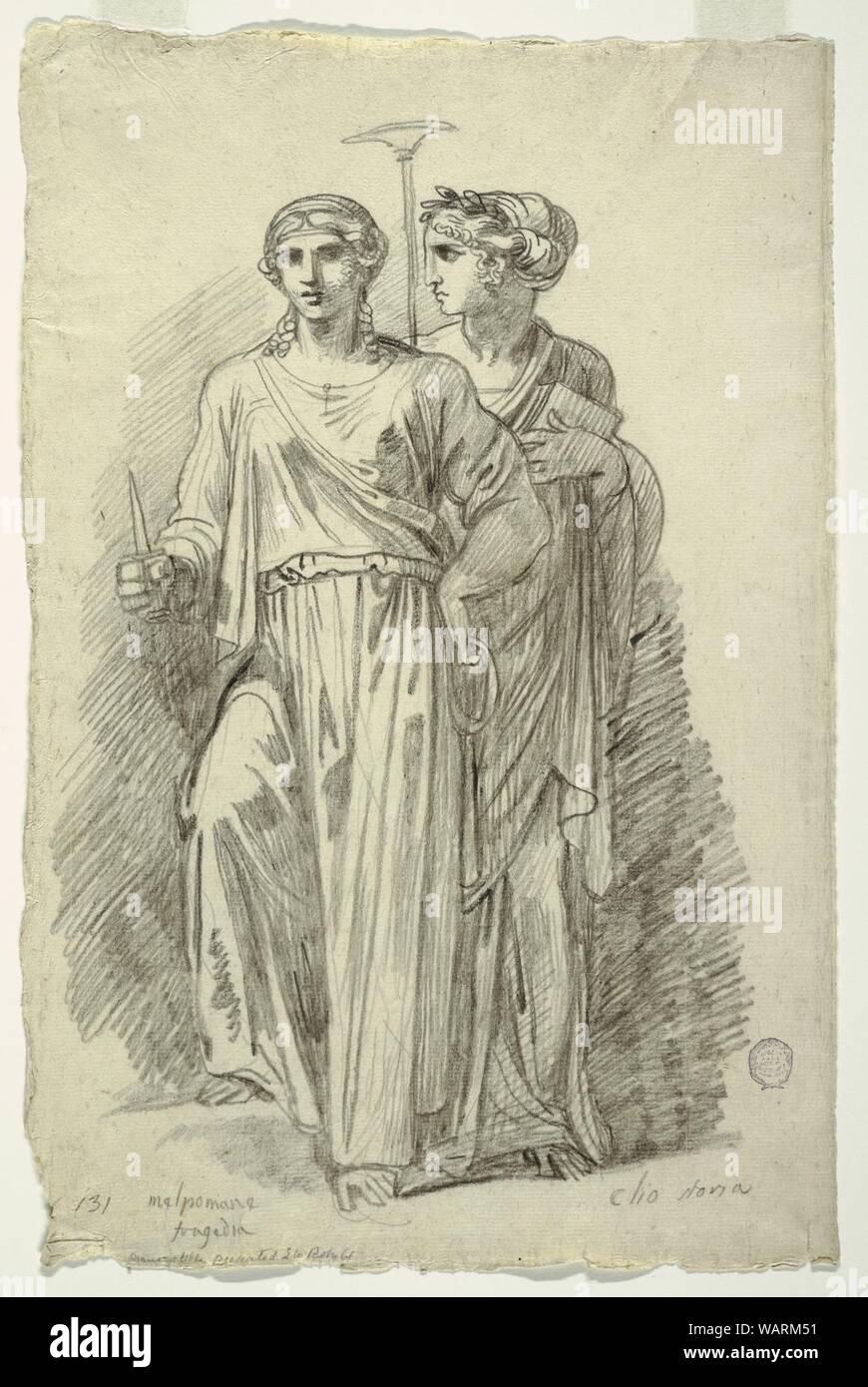 Drawing, Melpomane, Muse of Tragedia and Clio, Muse of History, ca ...