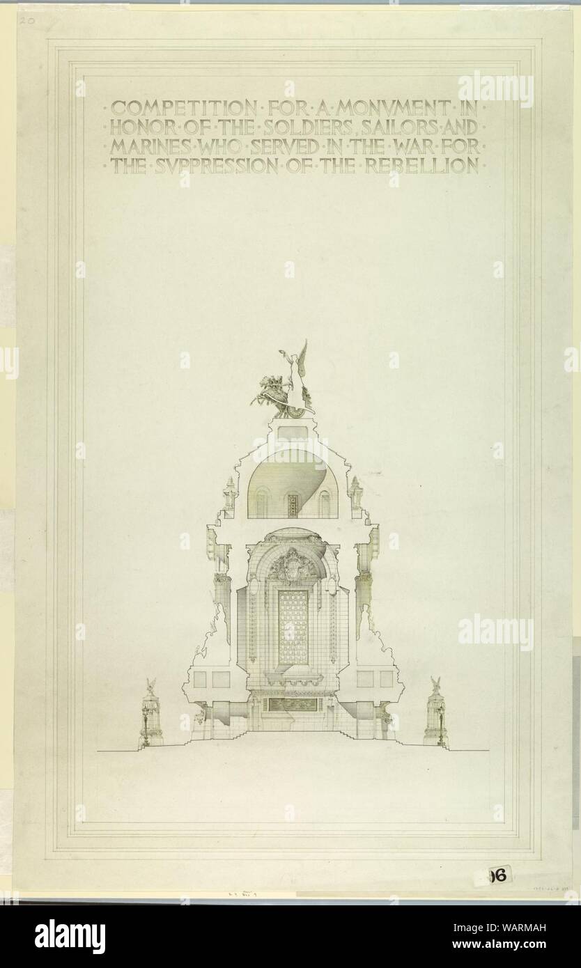 Drawing, Monument in honor of the soldiers, sailors and marines, 1910 ...