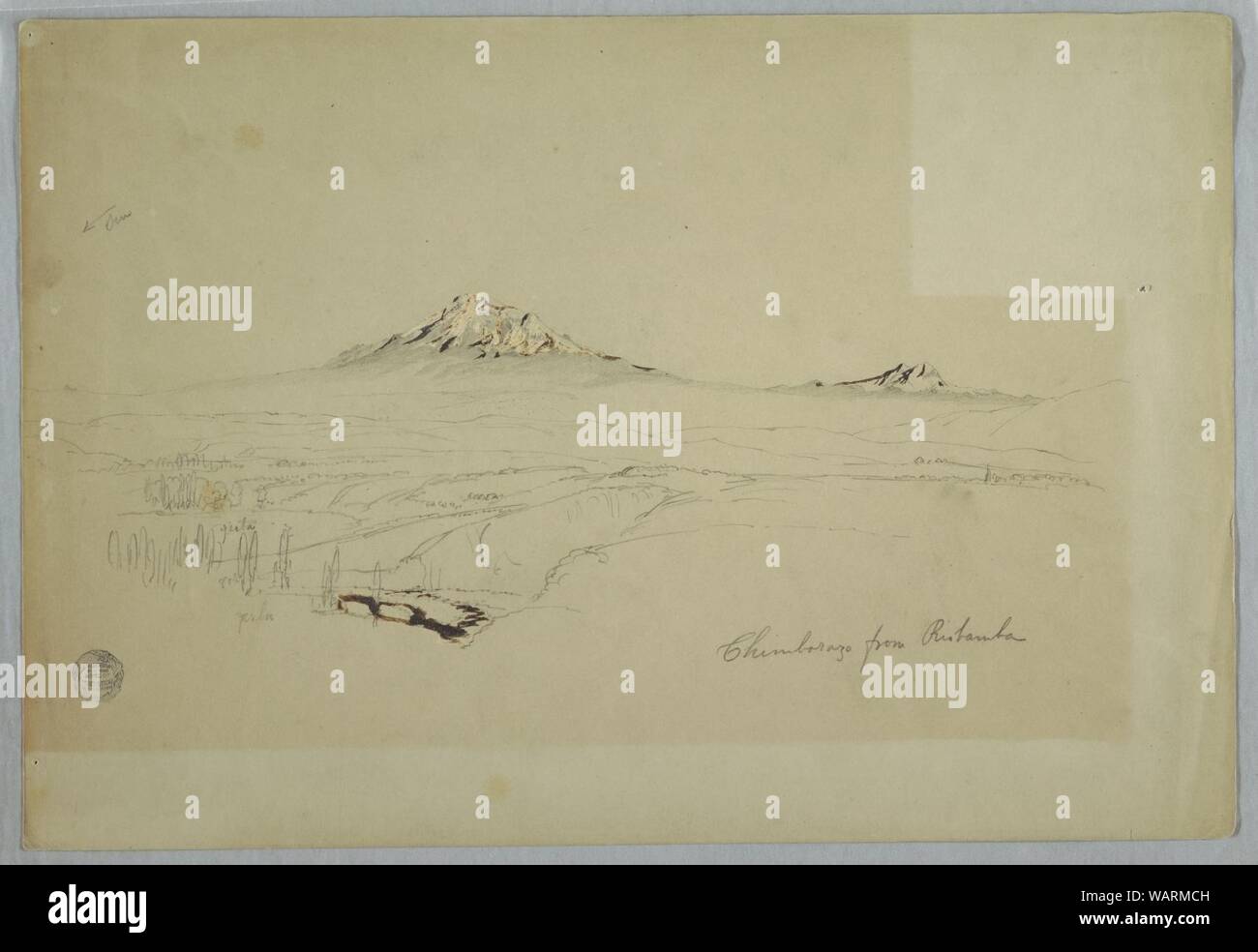 Drawing, Mount Chimborazo, View from Riobamba, Ecuador, July 1857 Stock ...
