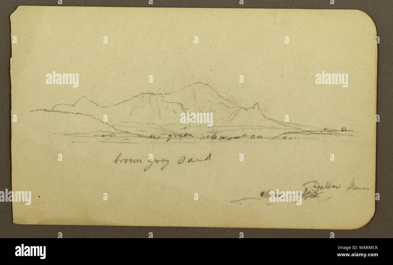 Drawing, Mountain and Foothills; Verso-Landscape, 1890–93 Stock Photo ...