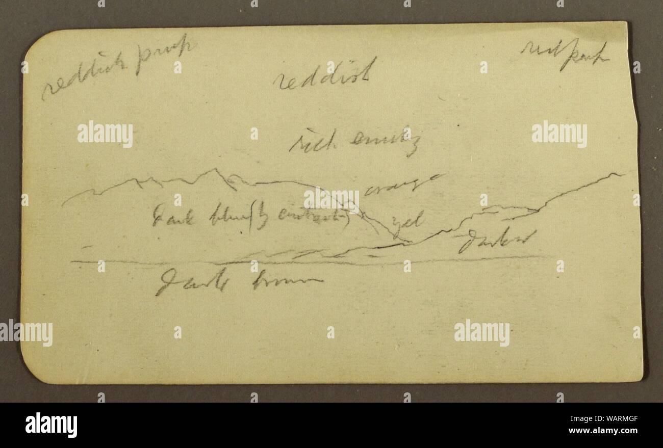 Drawing, Mountain Landscape; Verso- Inscriptions, 1885 Stock Photo - Alamy