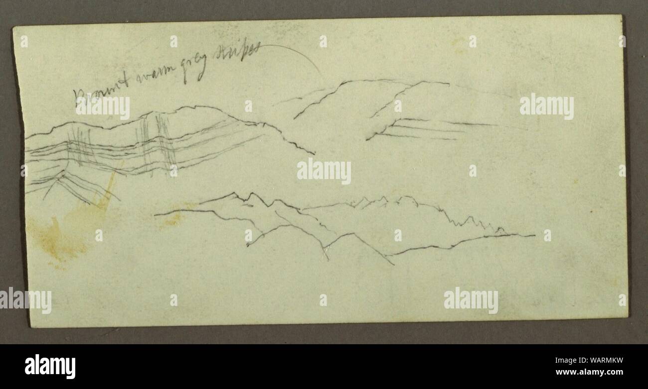 Drawing, Mountain Range with Strata Marks Stock Photo - Alamy