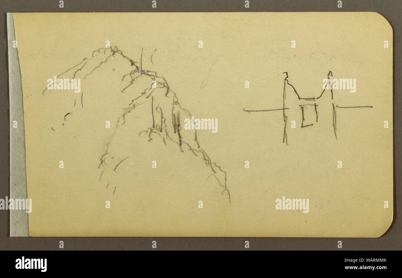 Drawing, Mountain Side, turret; Verso- Mountain Side, 1889 Stock Photo ...