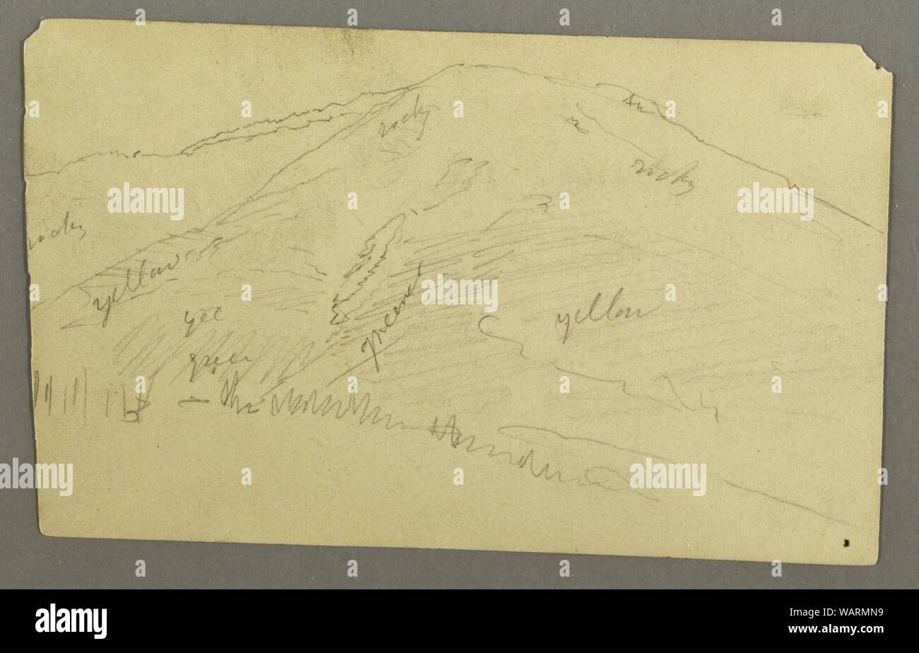 Drawing, Mountain top, 1877 Stock Photo - Alamy