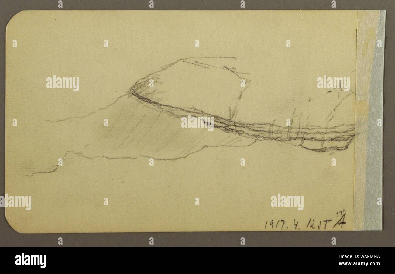 Drawing, Mountain Side, turret; Verso- Mountain Side, 1889 Stock Photo ...