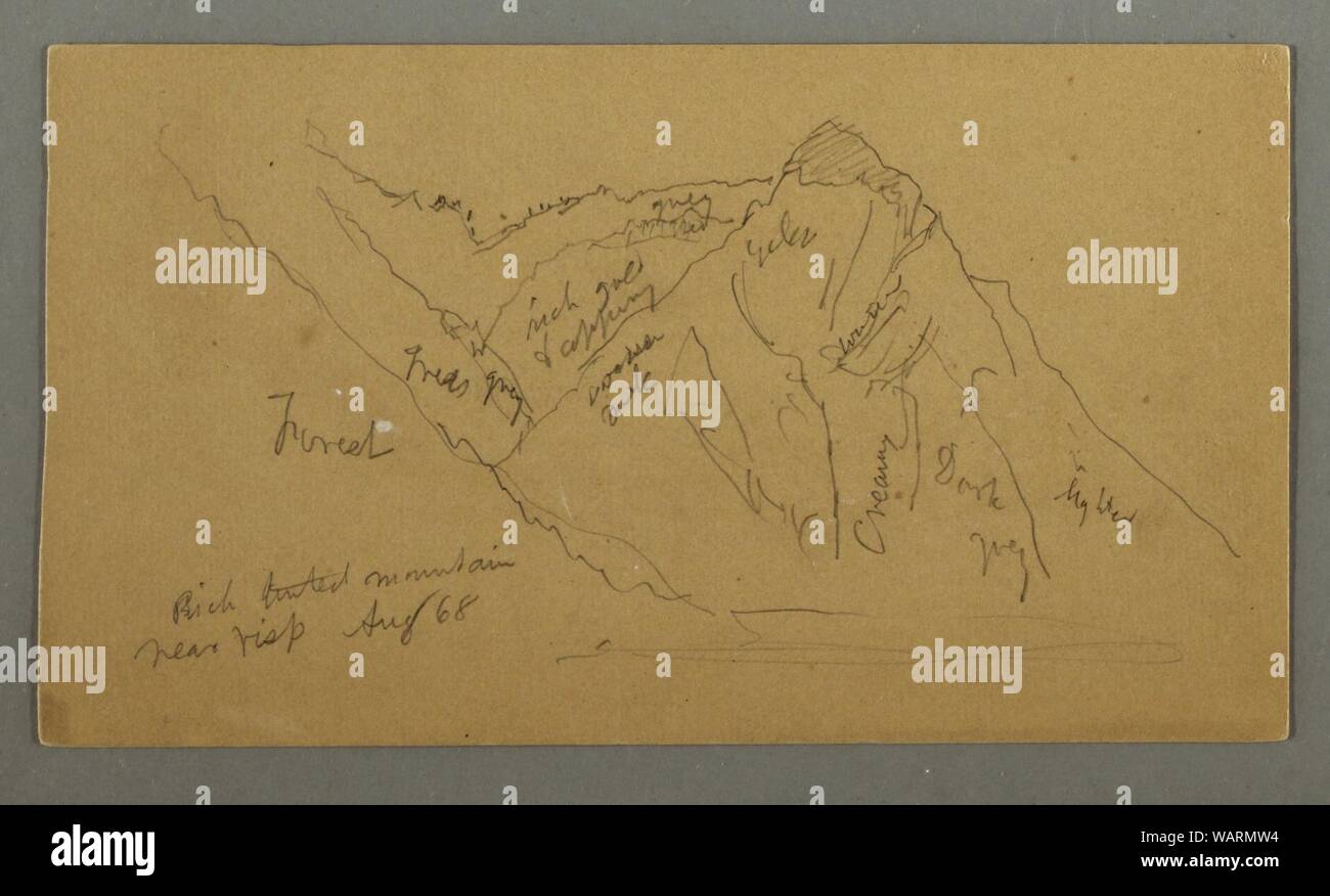 Drawing, Mountains from the Valais, Pennine Alps, August 1868 Stock ...