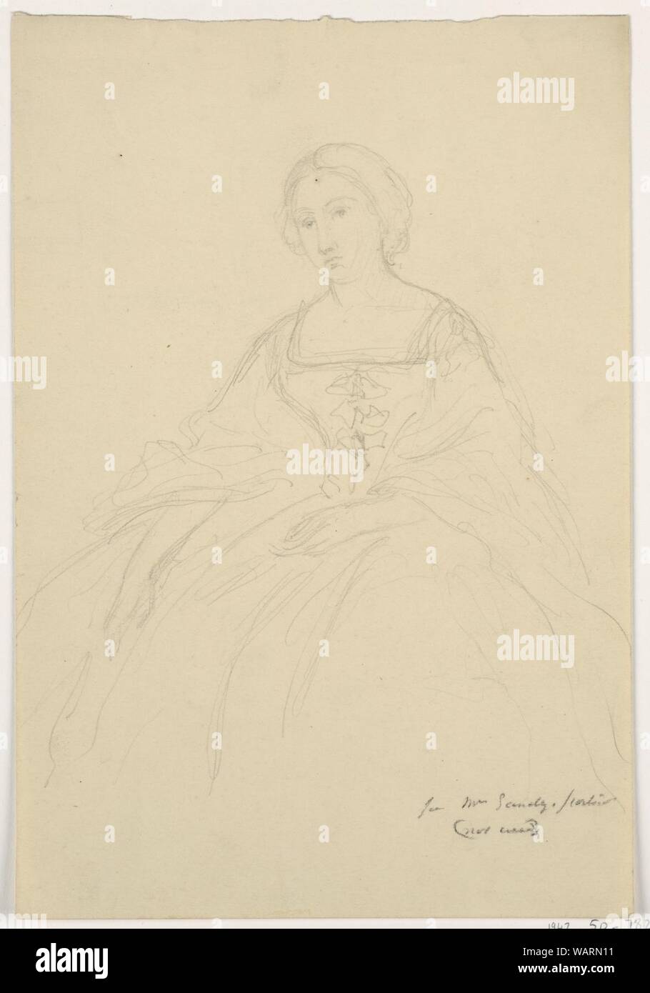 Drawing, Mrs. Sheppard Gandy Seated; Verso- Line sketch, 1859 Stock ...