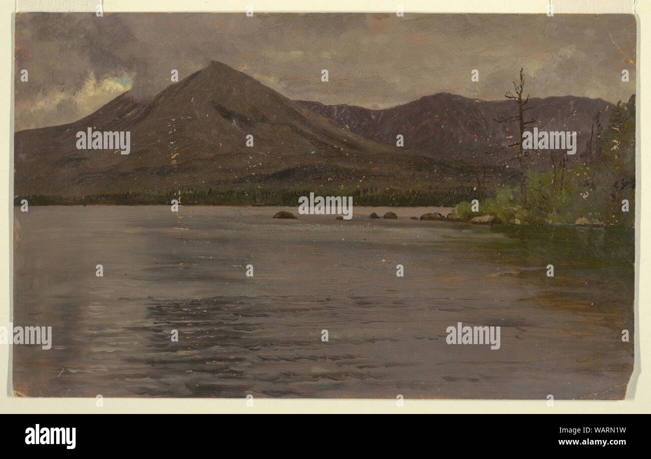 Drawing, Mt. Katahdin, from Lake Katahdin, 1877 Stock Photo - Alamy