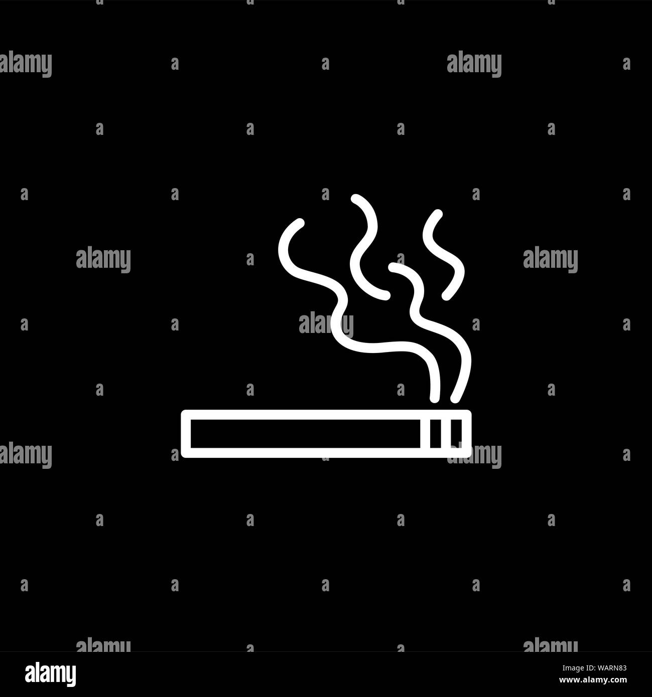 Simple Cigarette Line Icon On Black Background. Black Flat Style Vector ...