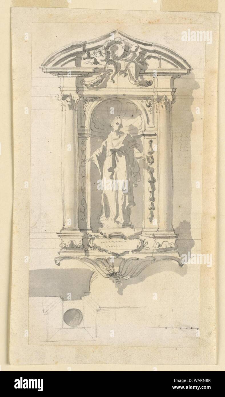 Drawing, Niche with a Statue of a Female Saint, ca. 1780 Stock Photo ...