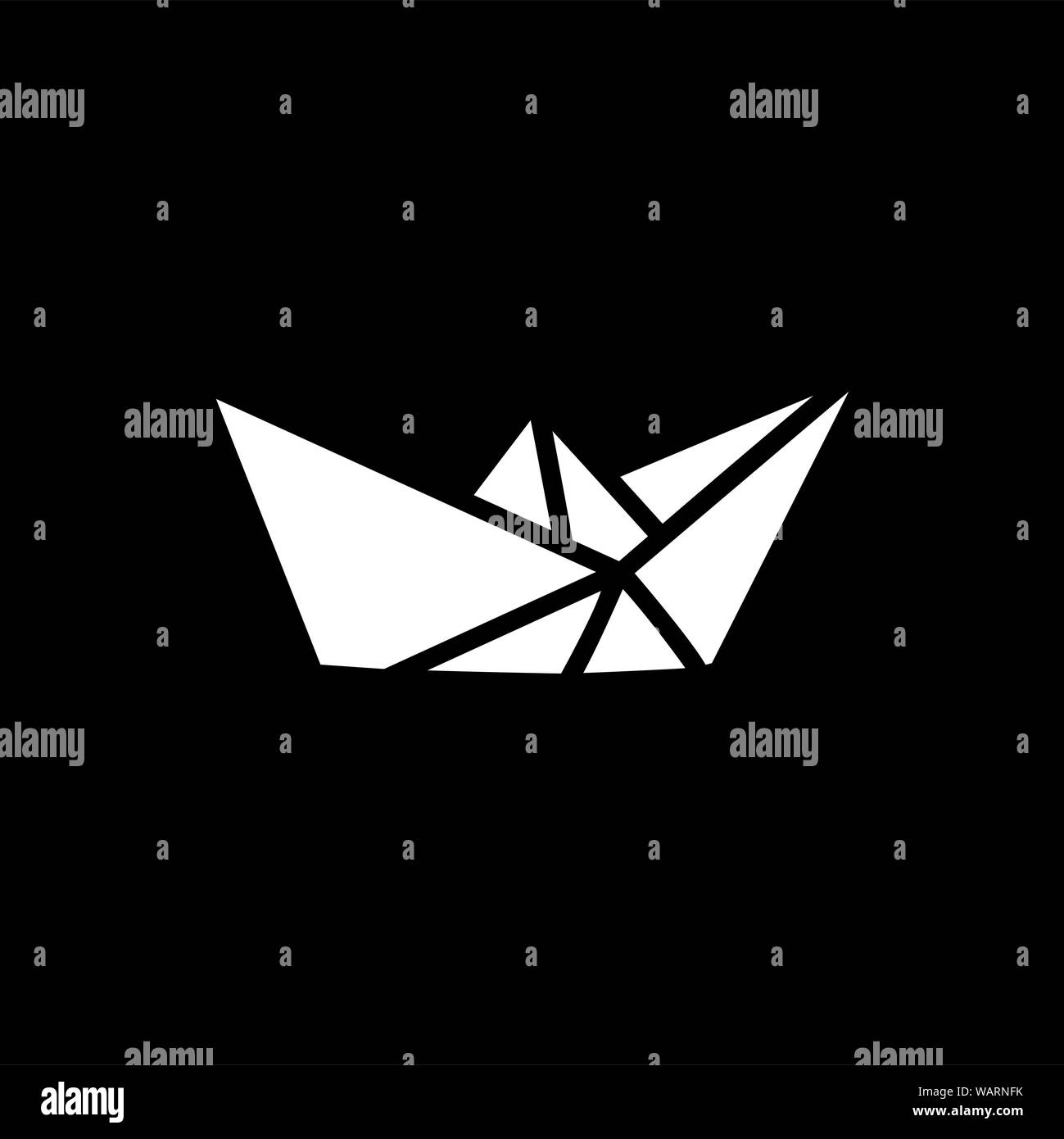 Paper Boat Icon On Black Background. Black Flat Style Vector ...