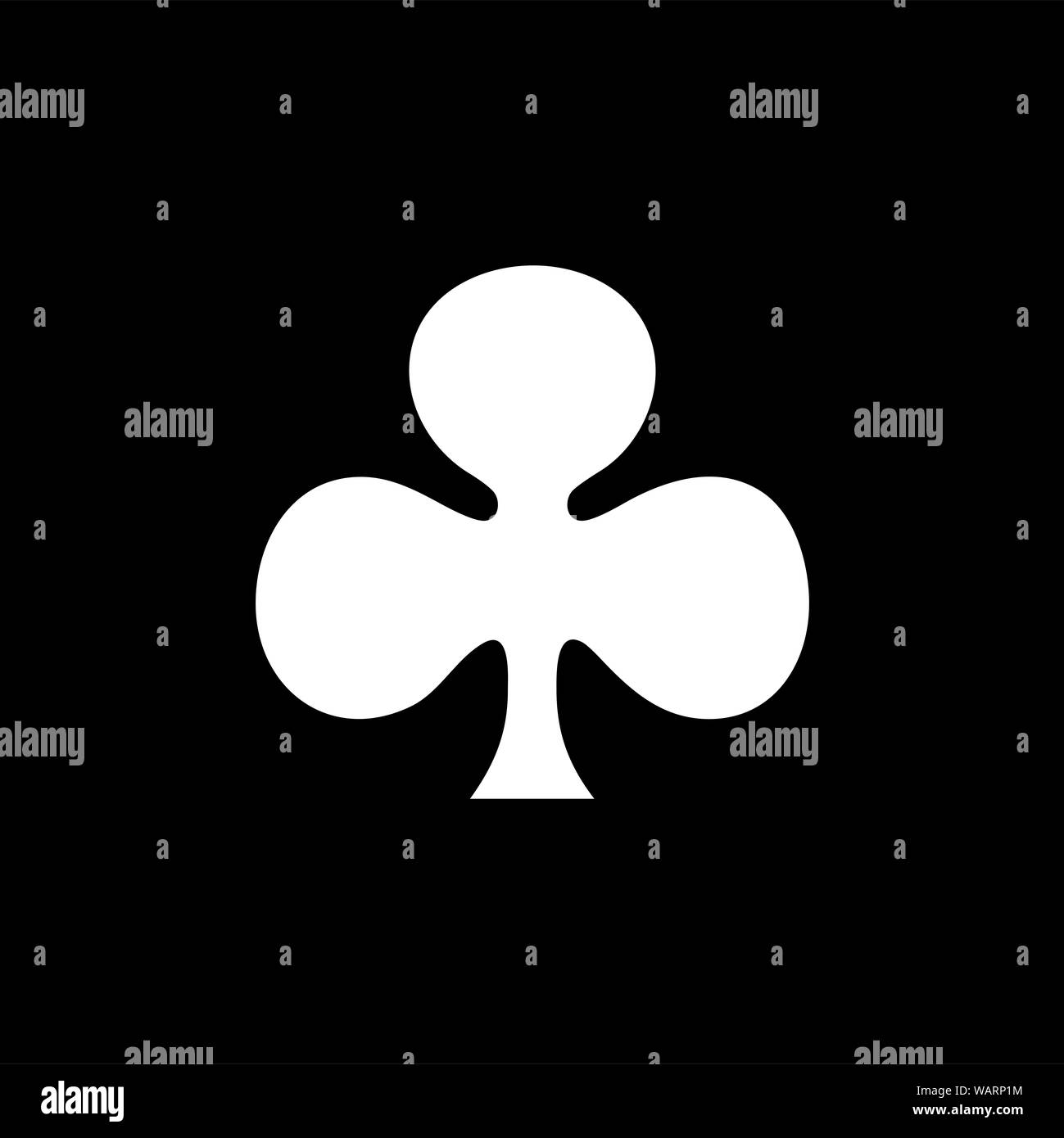 Playing Card Club Icon On Black Background. Black Flat Style Vector ...