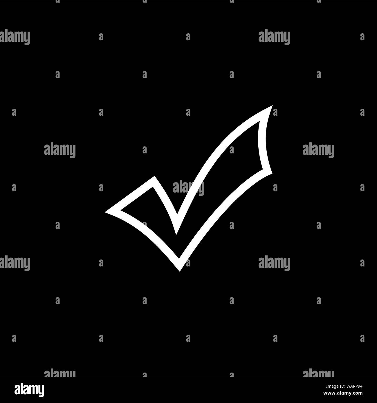 Right Line Icon On Black Background. Black Flat Style Vector ...