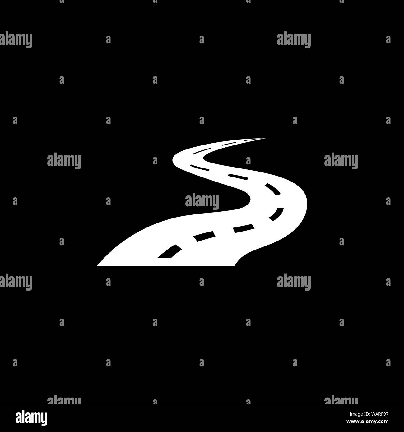 Road Icon On Black Background. Black Flat Style Vector Illustration ...